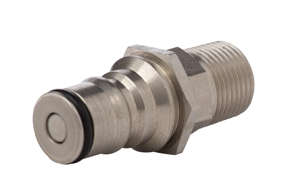 Quick connector plug without coupling, with NPT male thread and valve ...